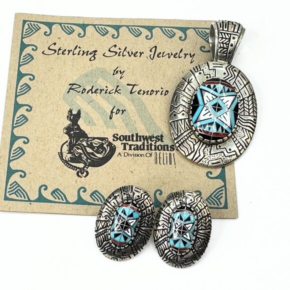 Jewelry | Native American Roderick Tenorio 925 Turquoise Inlay Pendant ...